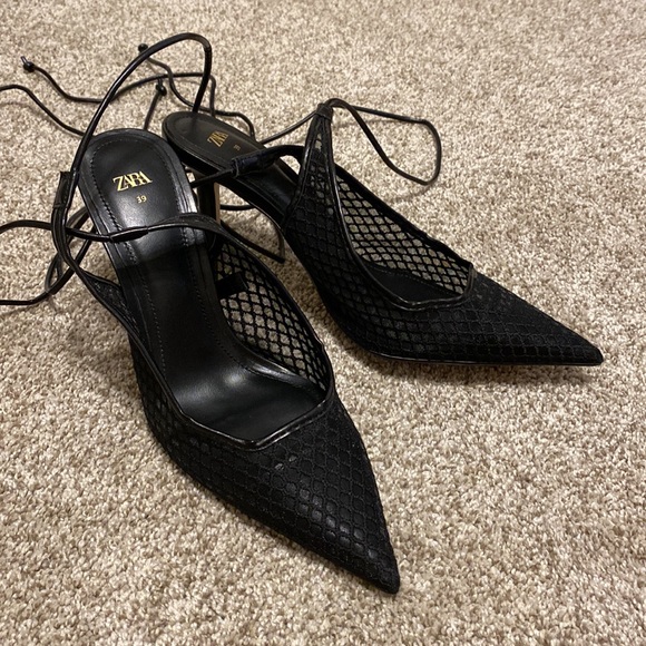 Zara | Shoes | Zara Lace Up Mesh Heels | Poshmark